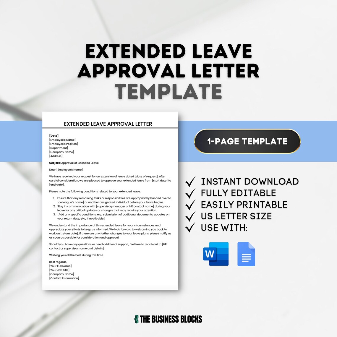 Extended Leave Approval Letter Template (google Docs, MS Word) - Etsy