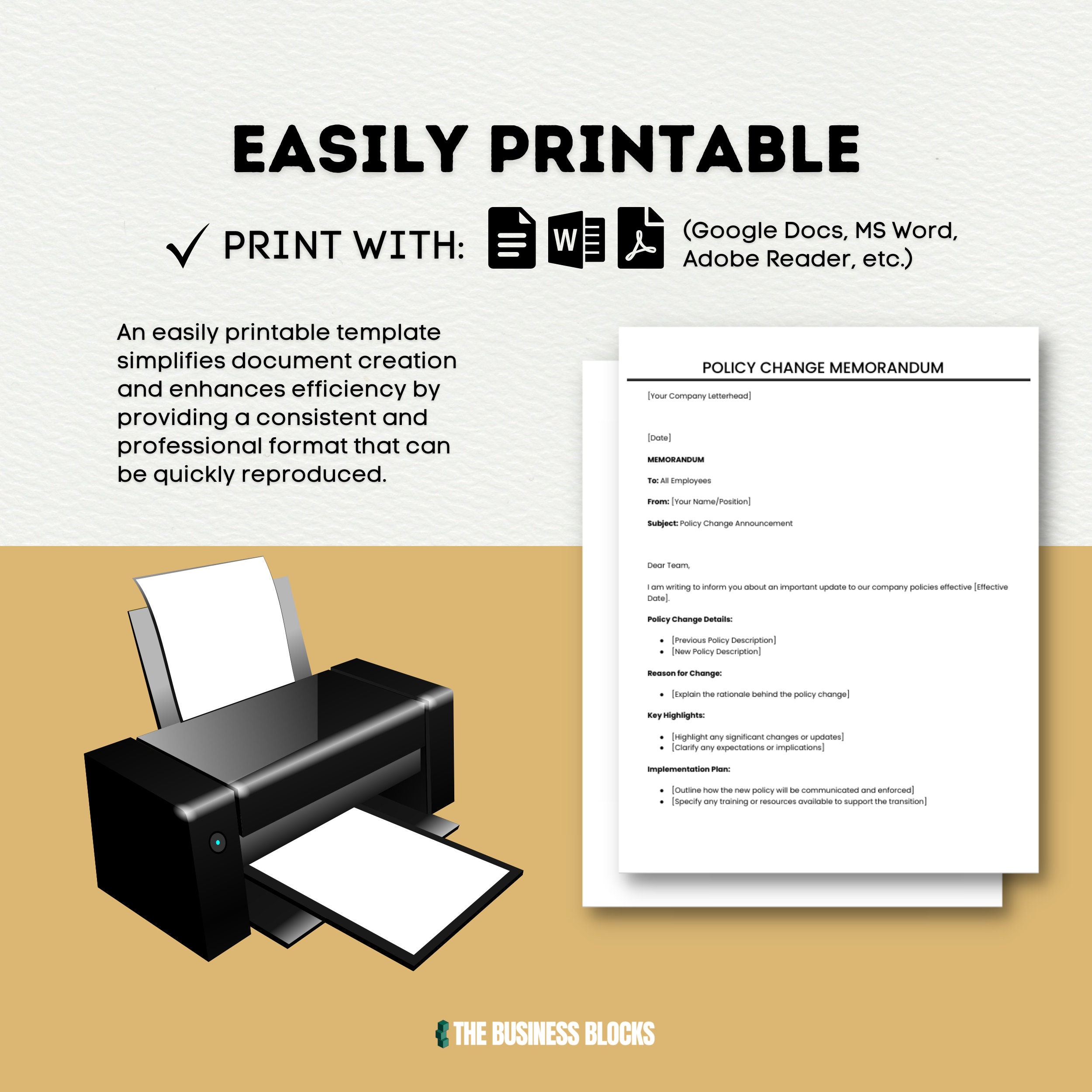Policy Change Memorandum Template: Editable Business Memo (google Docs ...