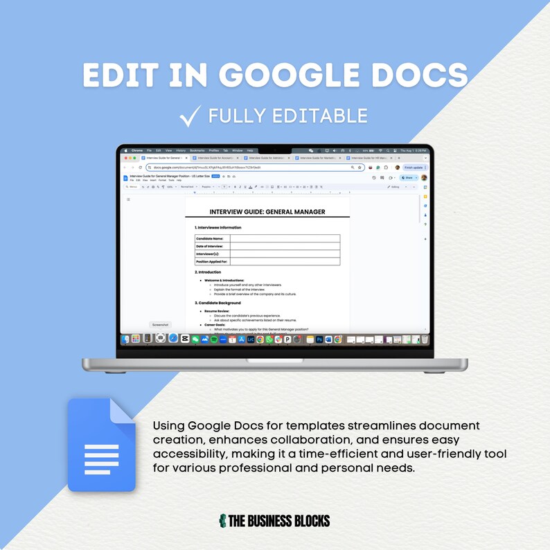 General Manager Interview Guide Template (google Docs, MS Word) - Etsy