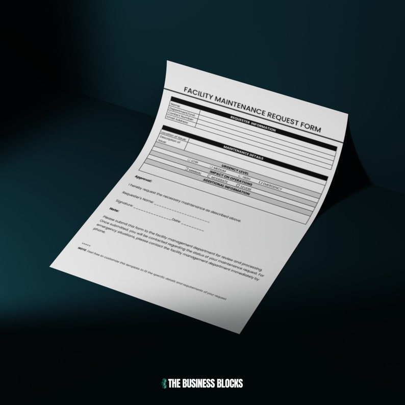 Facility Maintenance Request Form Template (google Docs, MS Word) - Etsy