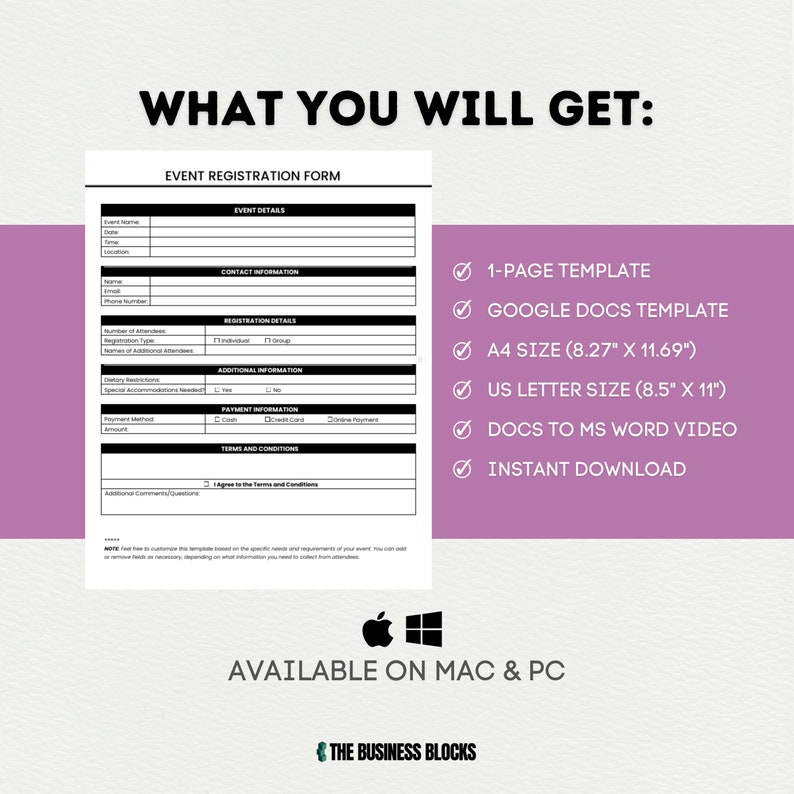 Event Registration Form Template: Customizable Attendee Details ...