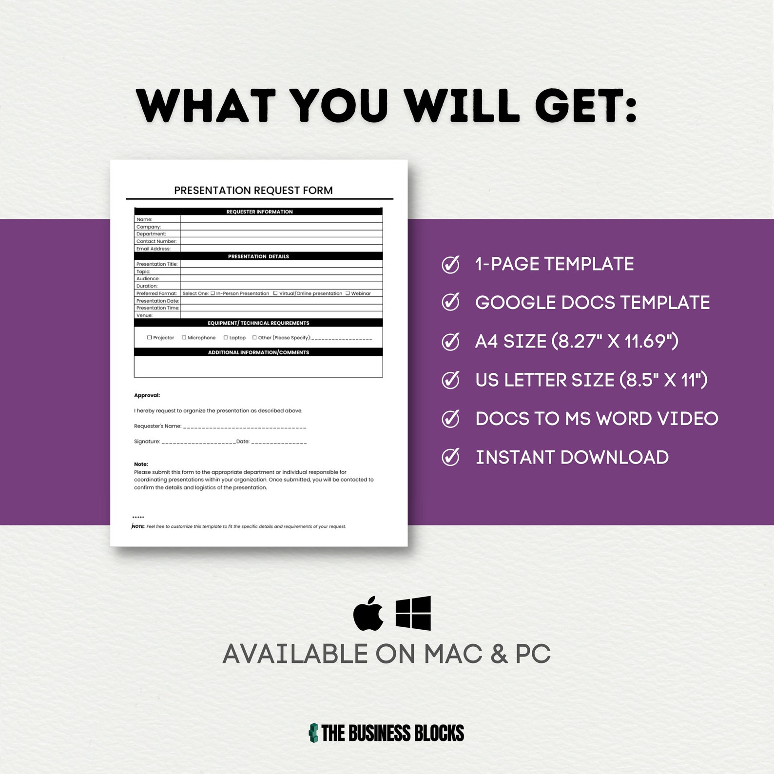 Presentation Request Form Template: Editable Business Form (digital ...