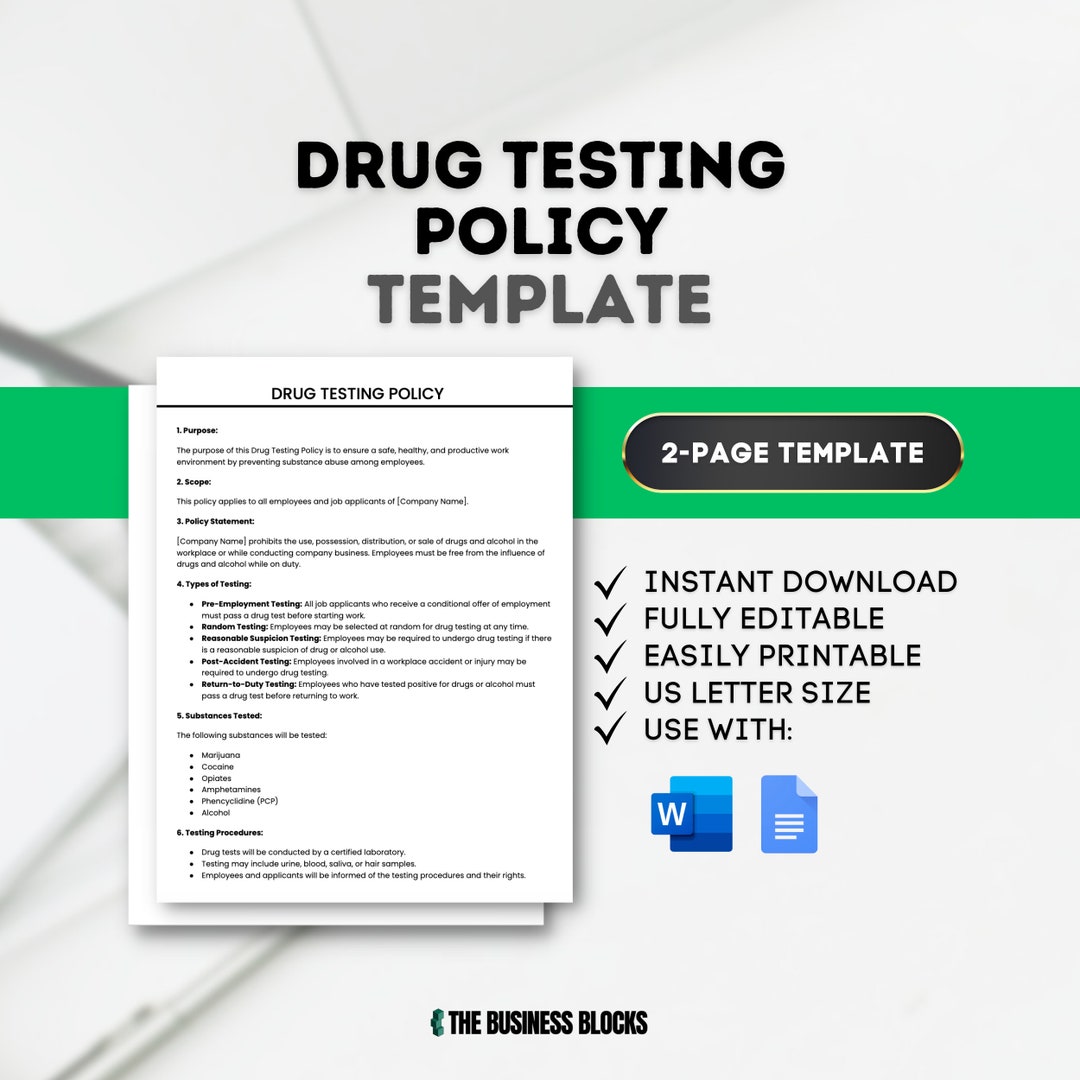 Drug Testing Policy Template Workplace Drug Testing Policy Drug-free ...