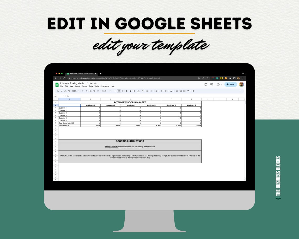Job Interview Scorecard Template: Business Interview Guide (digital ...