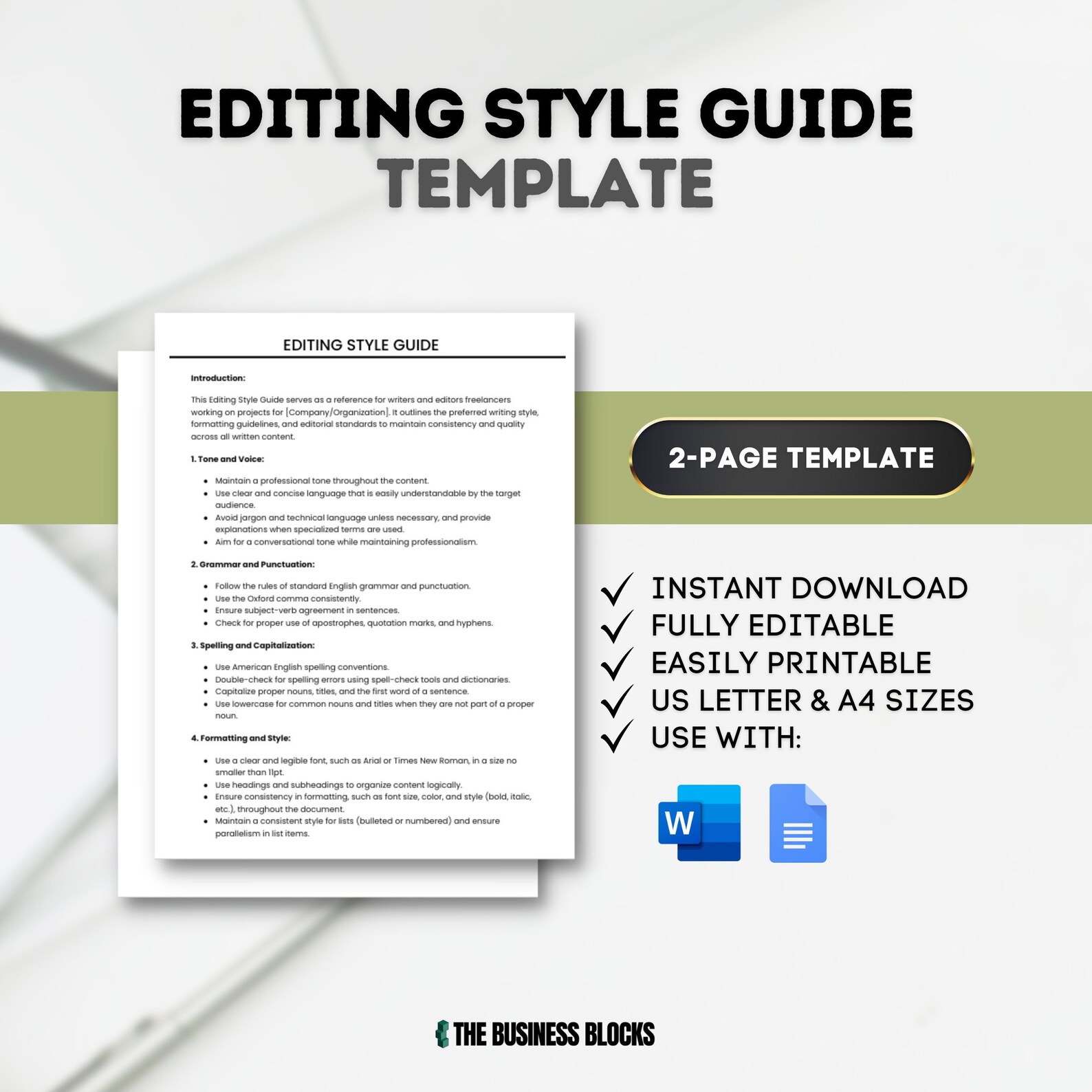 Editing Style Guide Template: Editorial & Writing Standards (google Docs, MS Word) - Etsy