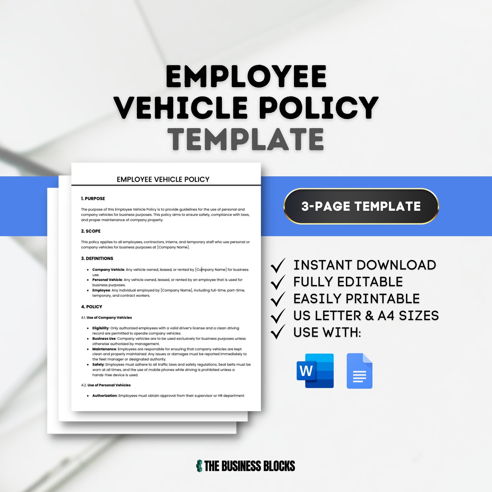 Employee Vehicle Policy Template Employee Car Policy Office Vehicle Use ...