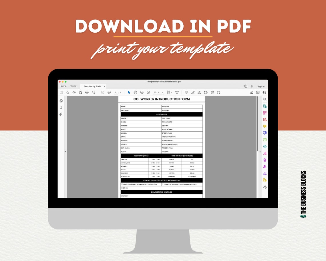 Team Building Questionnaire: Coworker Introduction Form (canva, Google ...
