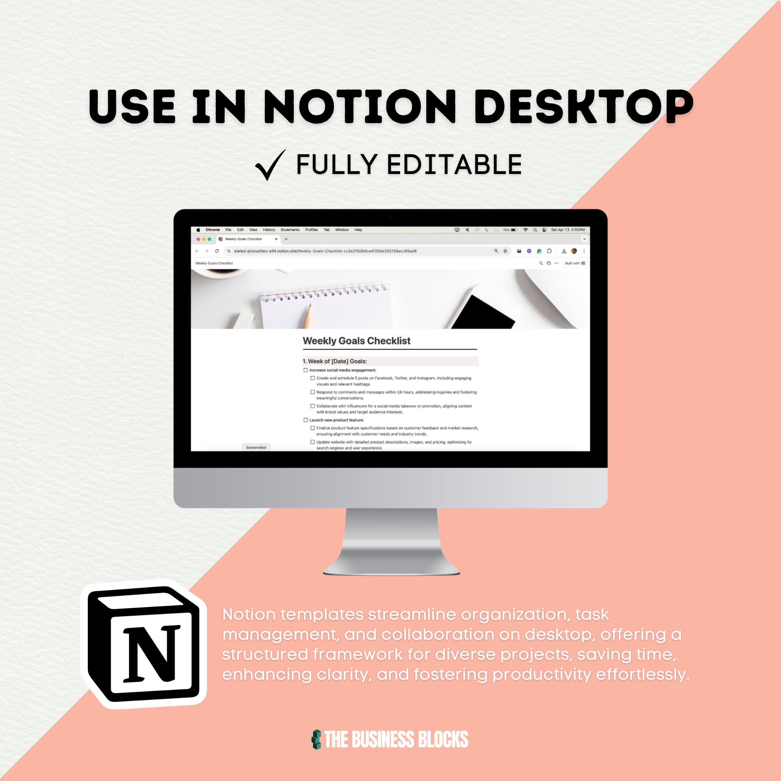 NOTION Weekly Goals Checklist Template Goal Setting Template for Notion ...