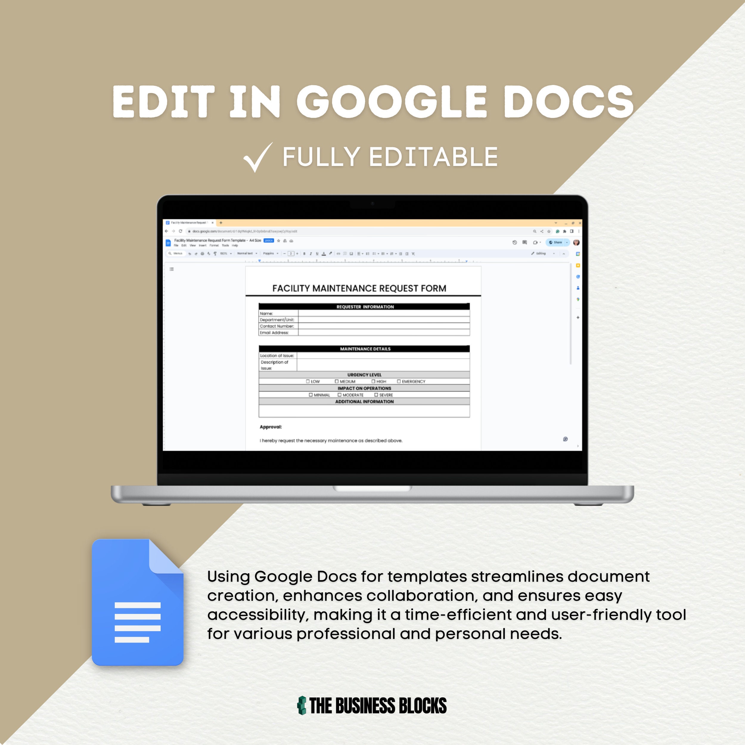 Facility Maintenance Request Form Template (google Docs, MS Word) - Etsy