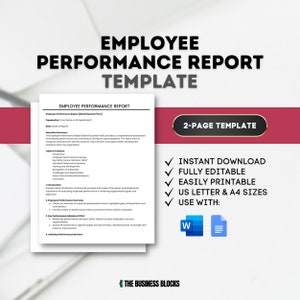 Employee Performance Report Template: Staff Evaluation (google Docs, MS ...