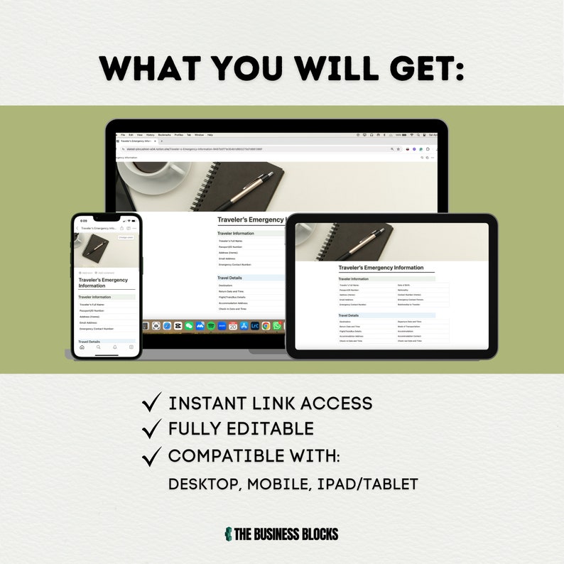 NOTION Traveler's Emergency Information Template Travel Safety ...