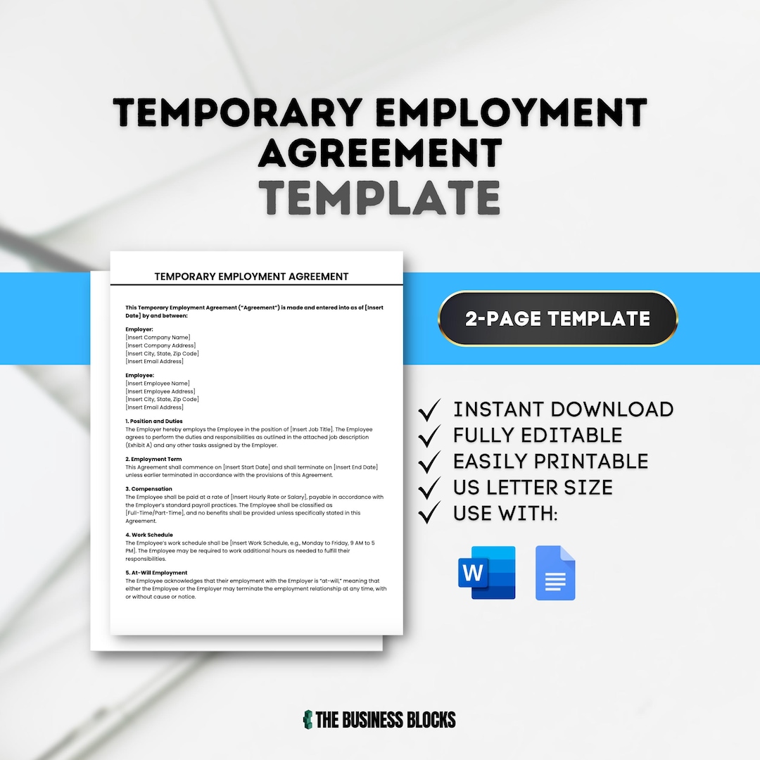 Temporary Employment Agreement Template: Short-term Contract (google ...