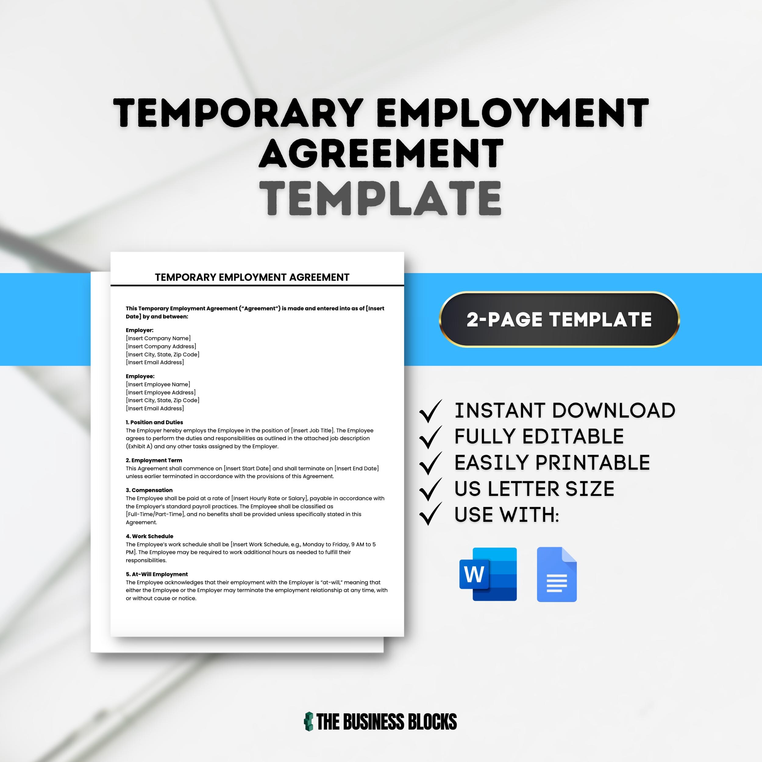 At Will Employment Agreement Template