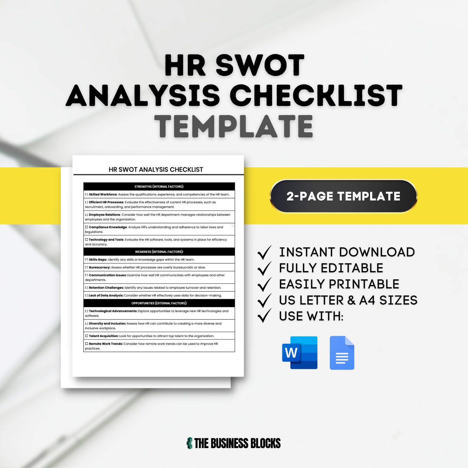 SWOT Analysis Checklist Template Human Resources HR Checklists SWOT ...