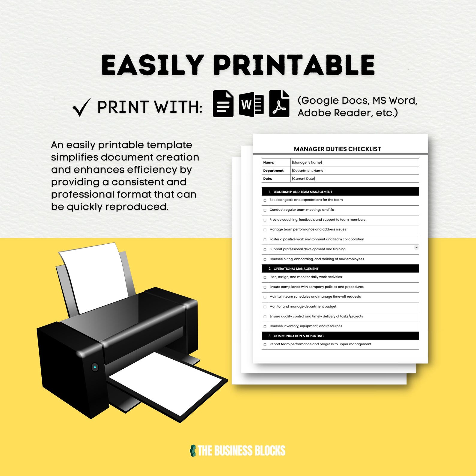 Manager Duties Checklist Template Daily Manager Tasks Checklist ...