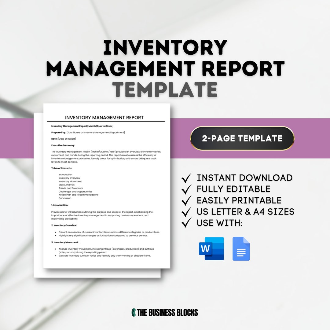 Inventory Management Report Template Business Inventory Analysis Stock ...
