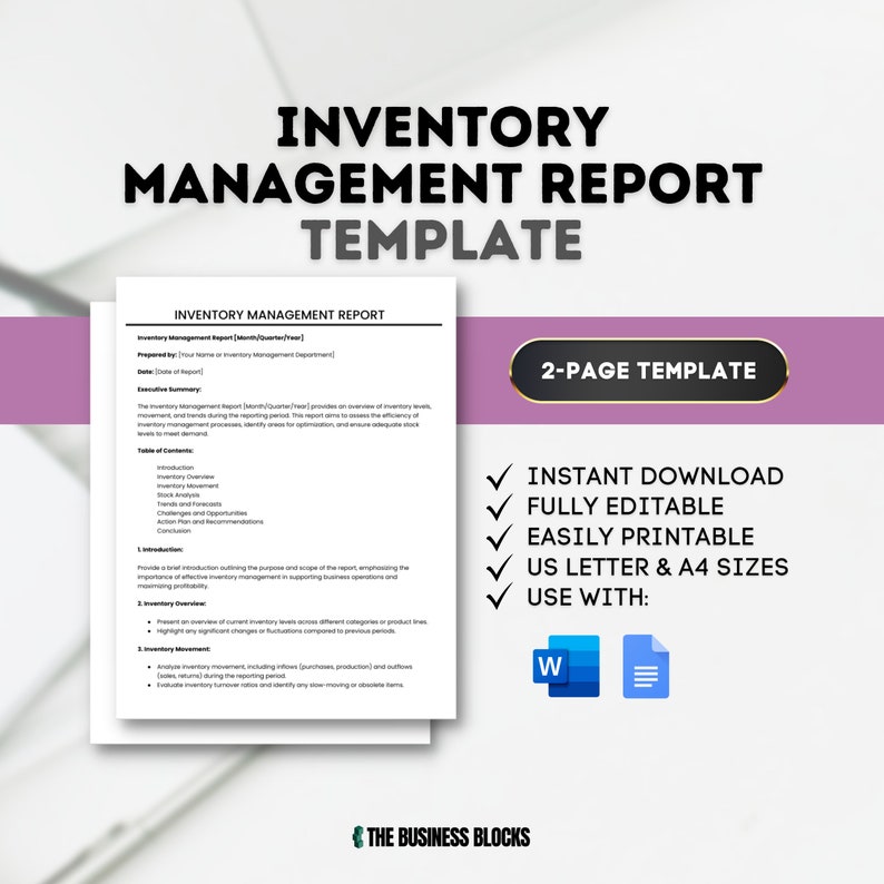 Inventory Management Report Template Business Inventory Analysis Stock ...