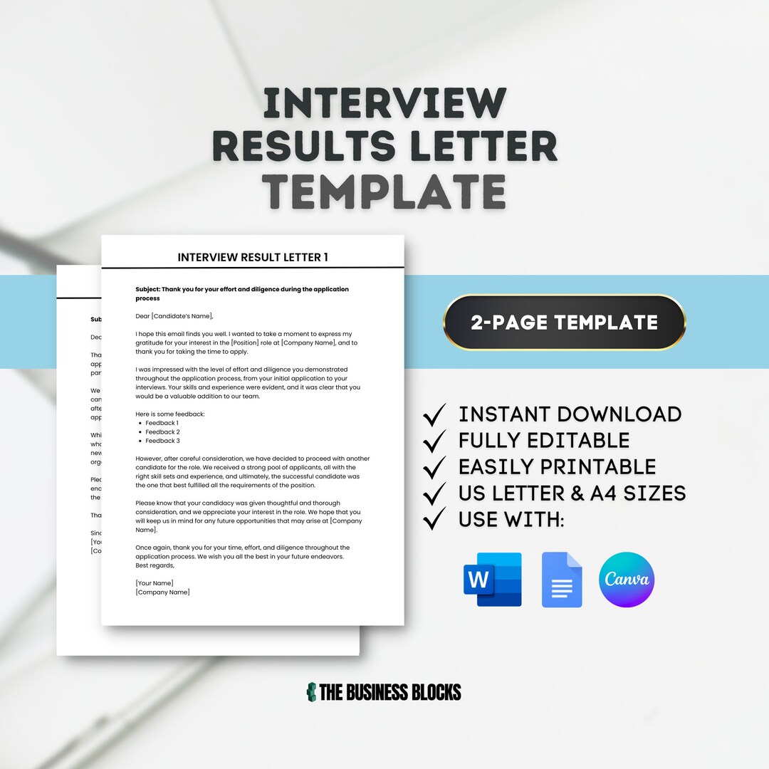 Job Interview Results Letter Template Interview Notes New Hire ...