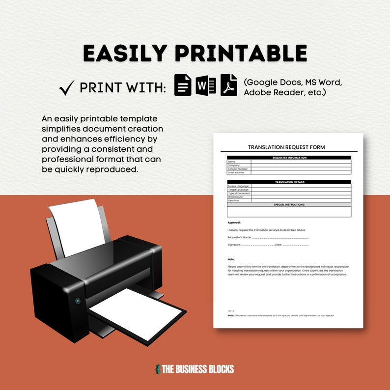 Translation Request Form Template: Editable Document (US Letter & A4 ...