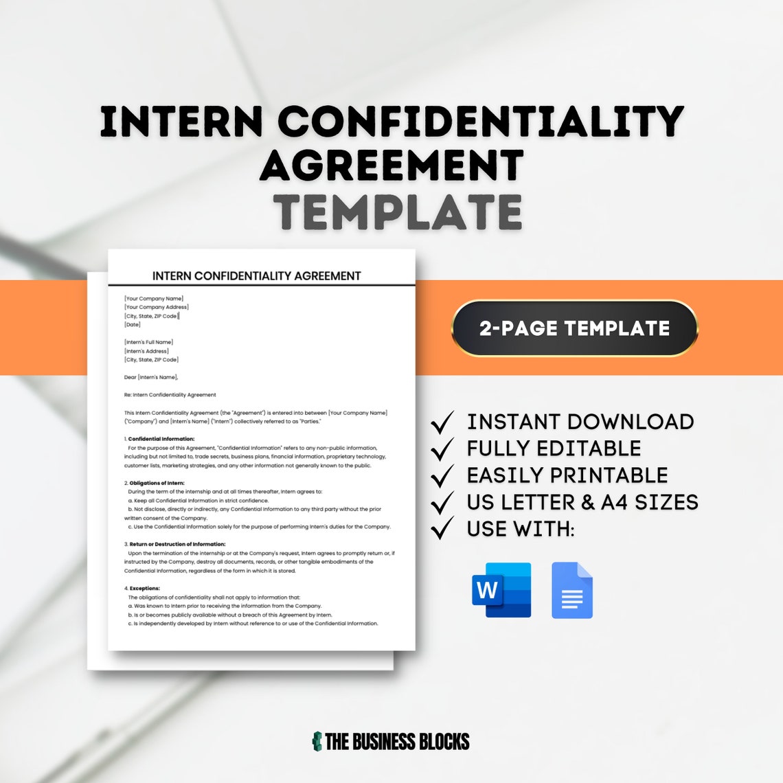 Intern Confidentiality Agreement Template: NDA HR Form (digital ...