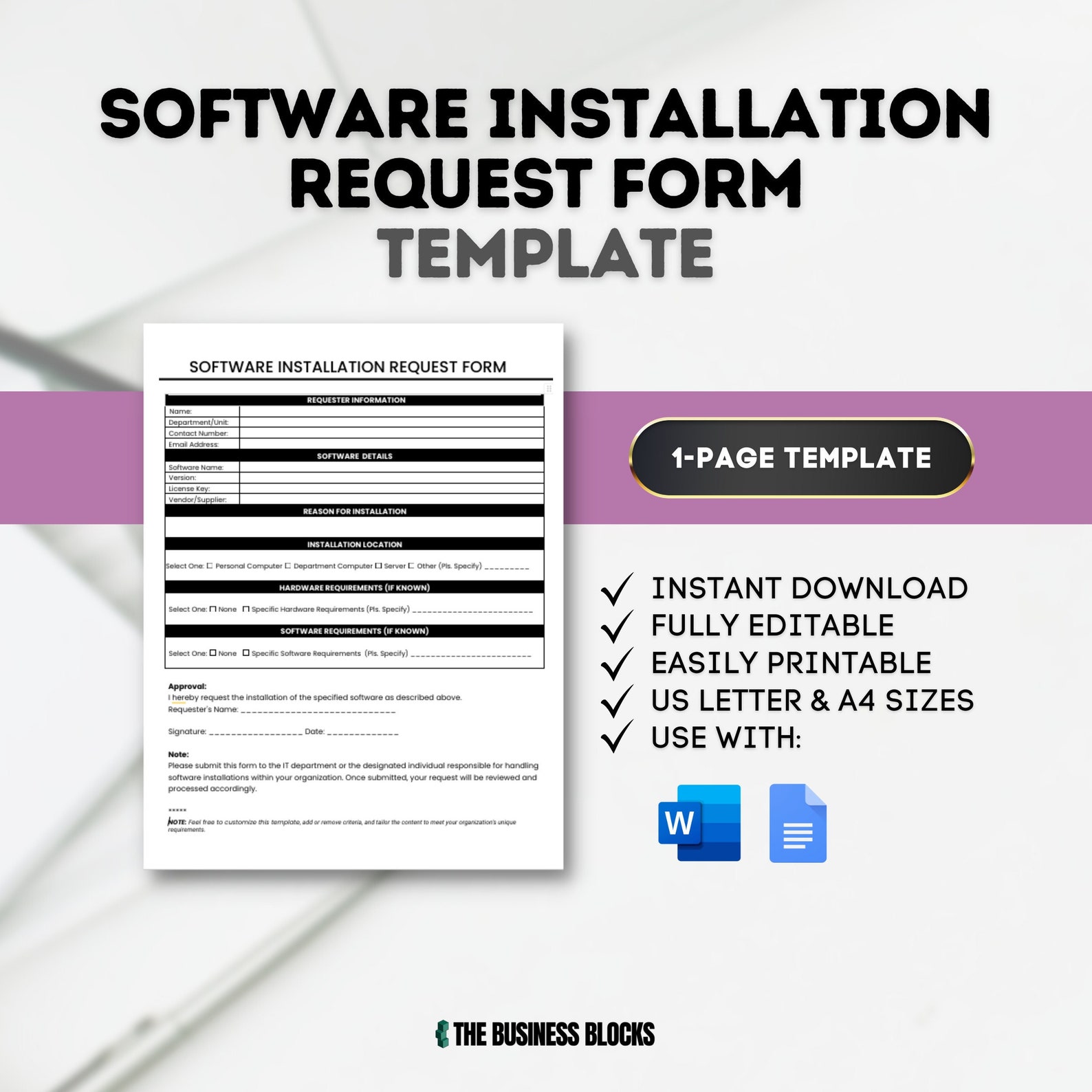 Software Installation Request Form Template Application Installation ...