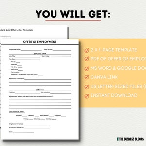 Job Offer Letter Template: Editable HR Employment Form (canva, Google ...