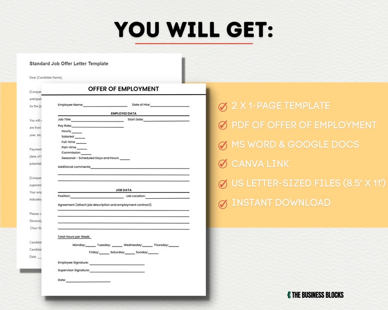 Job Offer Letter Template: Editable HR Employment Form (canva, Google ...