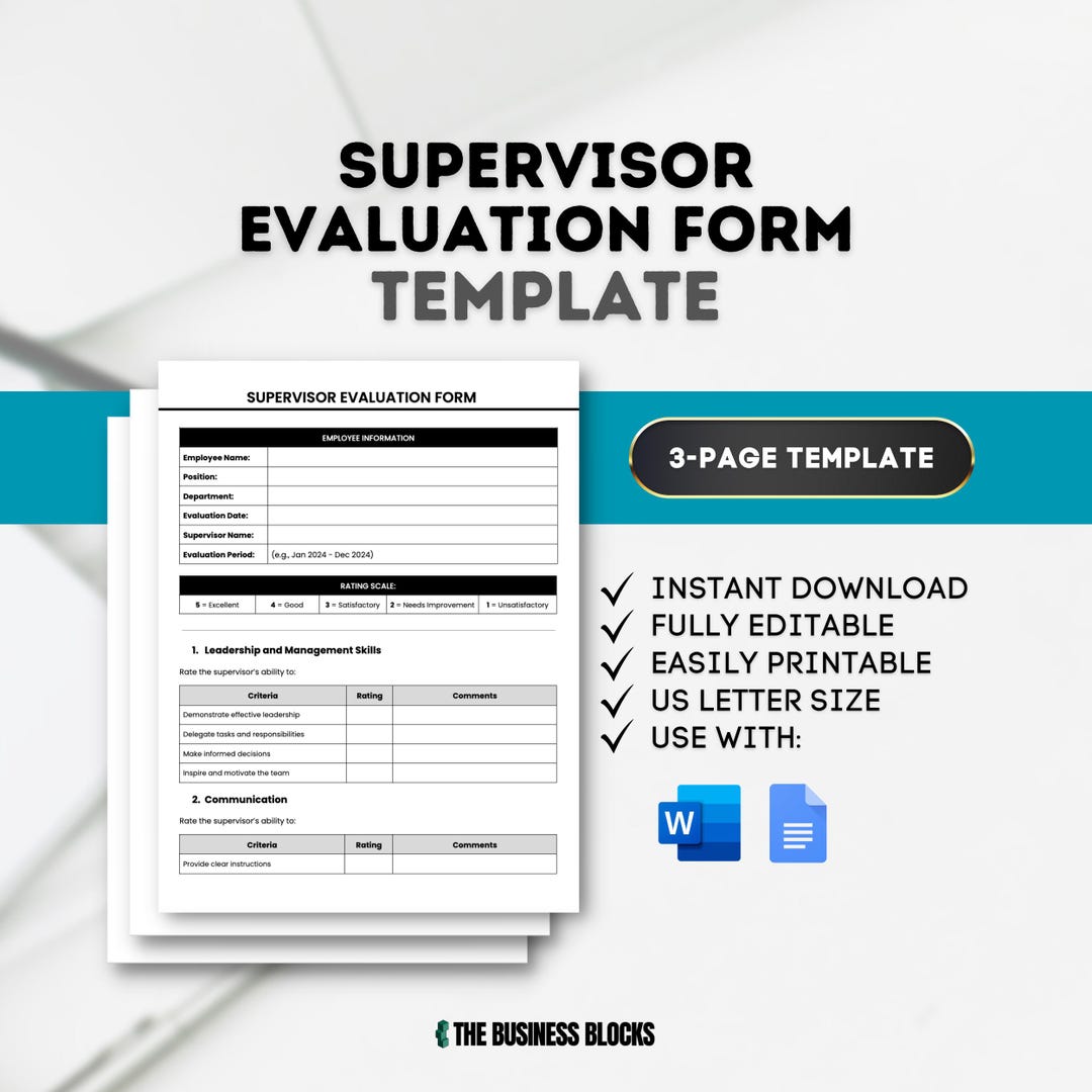 Supervisor Evaluation Form Template Manager Feedback Form Leadership ...