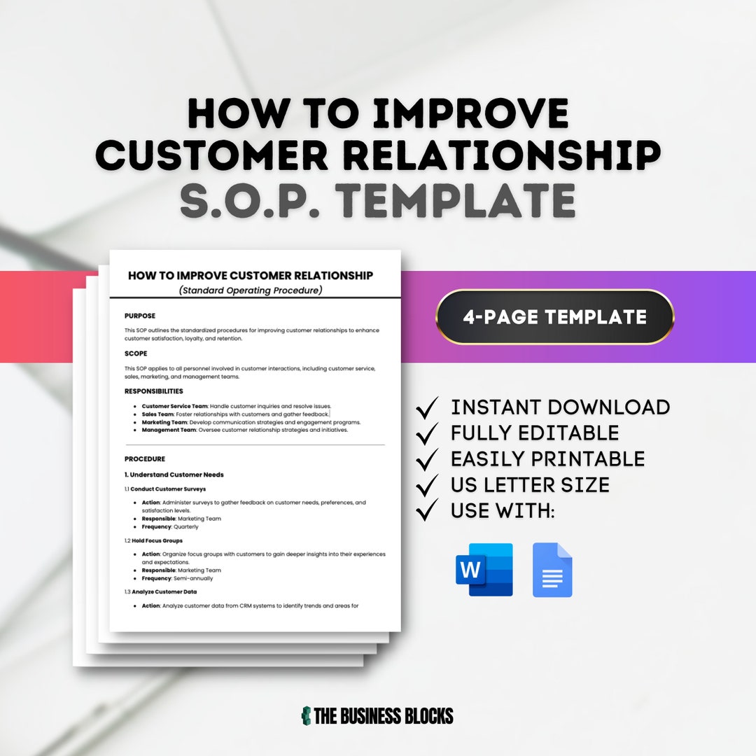Customer Relationship SOP Template: Editable Guide (google Docs, MS ...