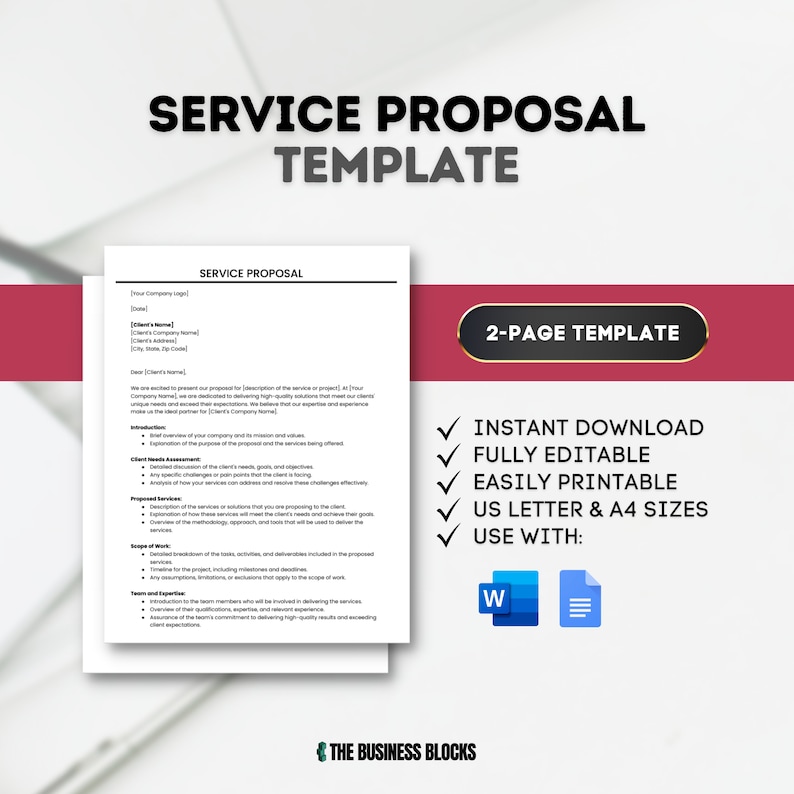 Service Proposal Template: Professional Business Documents (digital ...