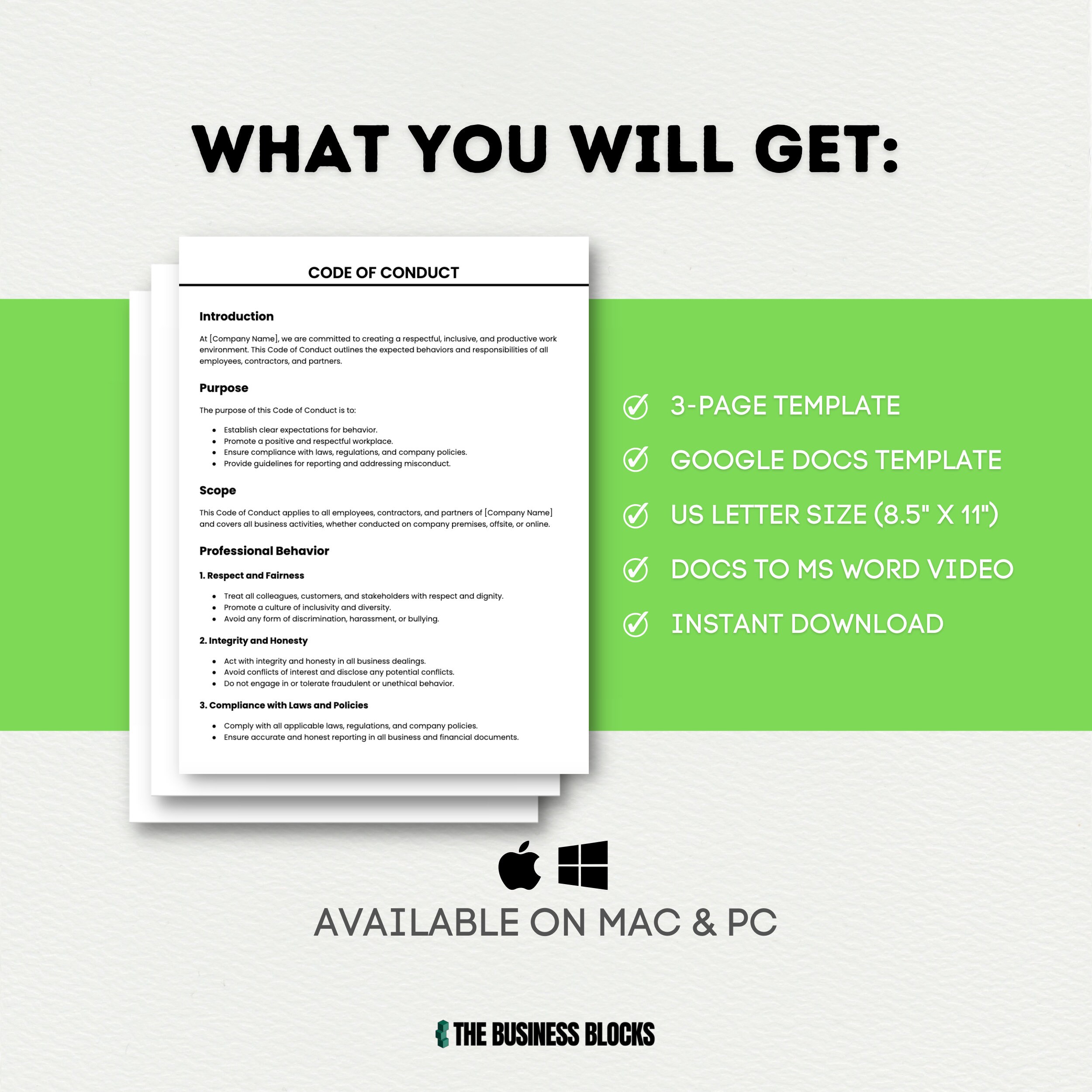 Code of Conduct Template: Corporate Employee Workplace Business (google ...