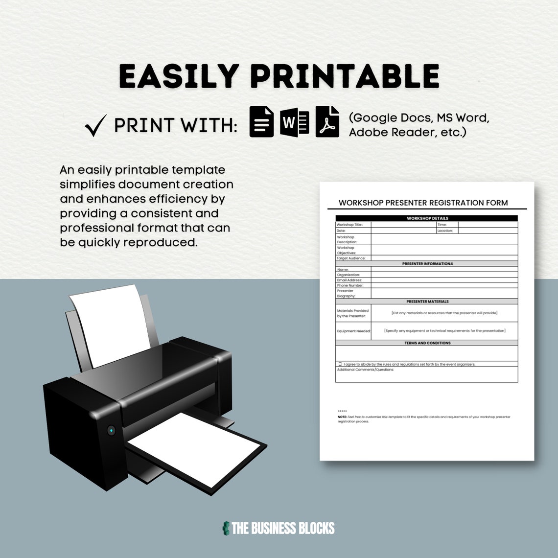 Workshop Presenter Registration Form Template (google Docs, MS Word) - Etsy