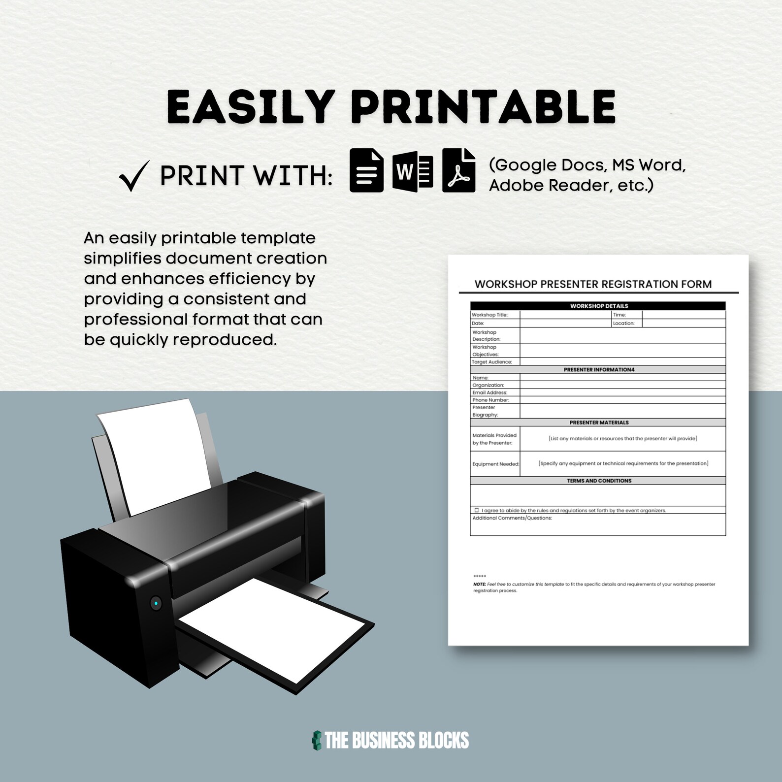 Workshop Presenter Registration Form Template (google Docs, MS Word) - Etsy