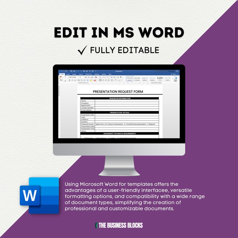 Presentation Request Form Template: Editable Business Form (digital ...