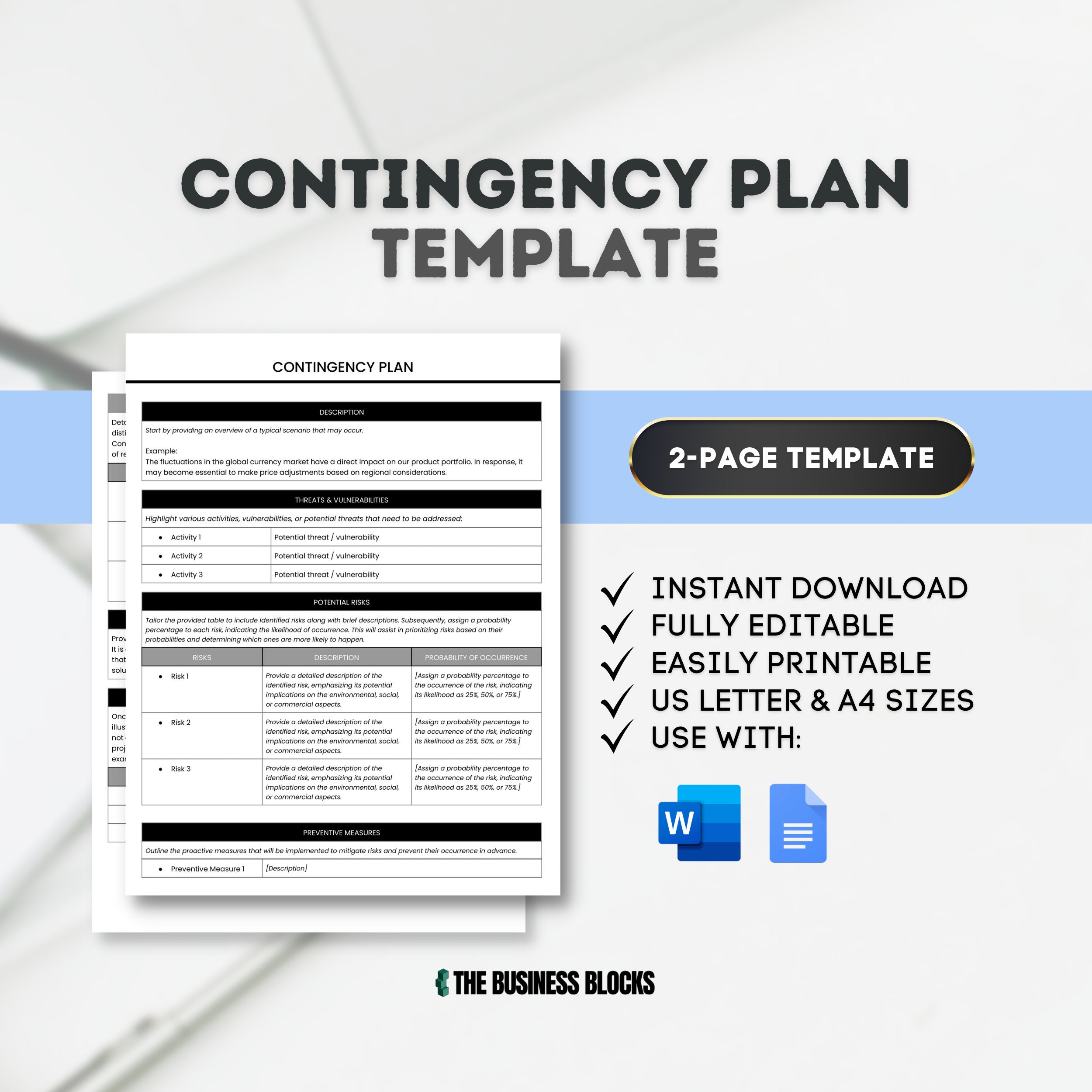 Contingency Plan Template, Risk & Emergency Management (google Docs ...