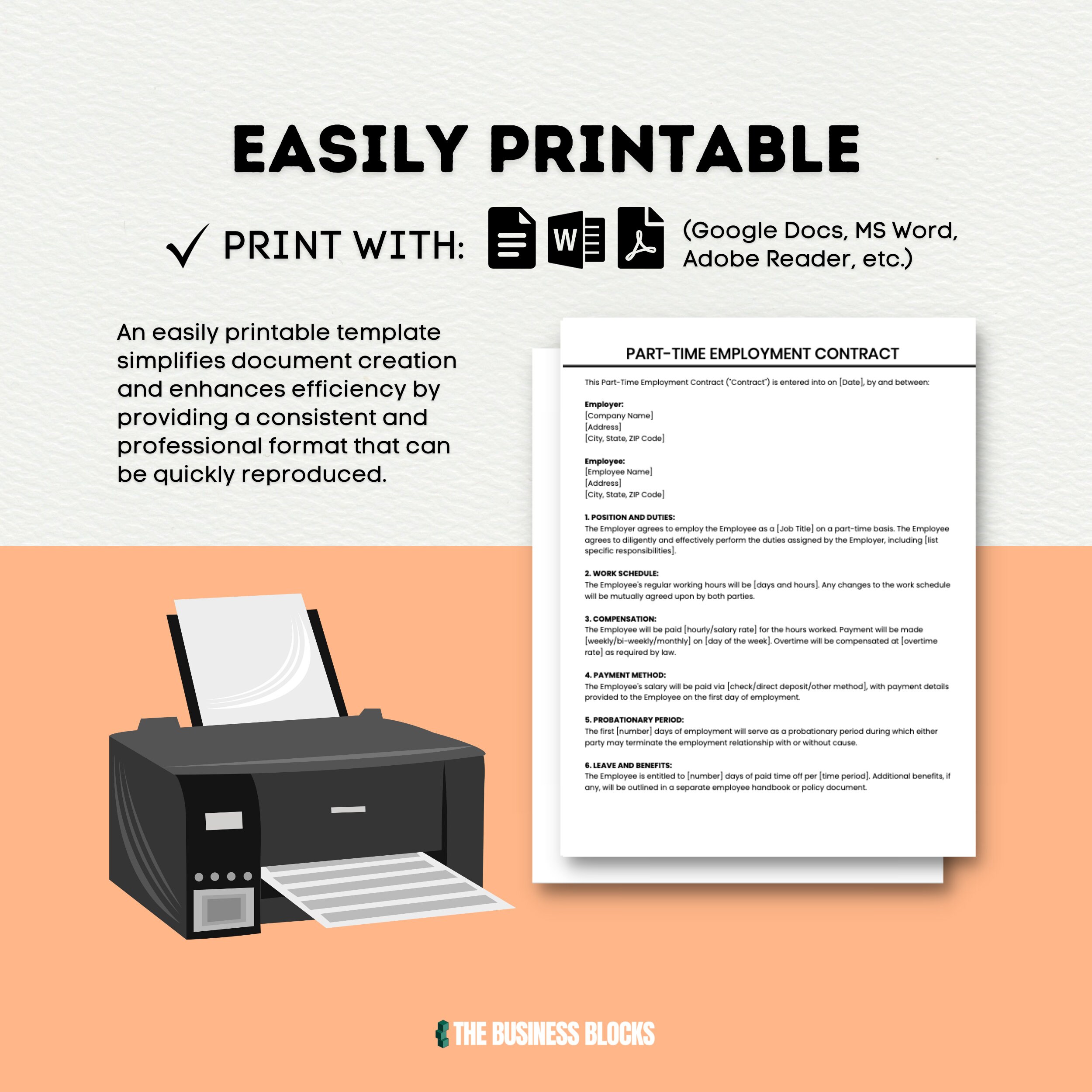Part-time Employment Contract Template: Editable Work Agreement (google ...