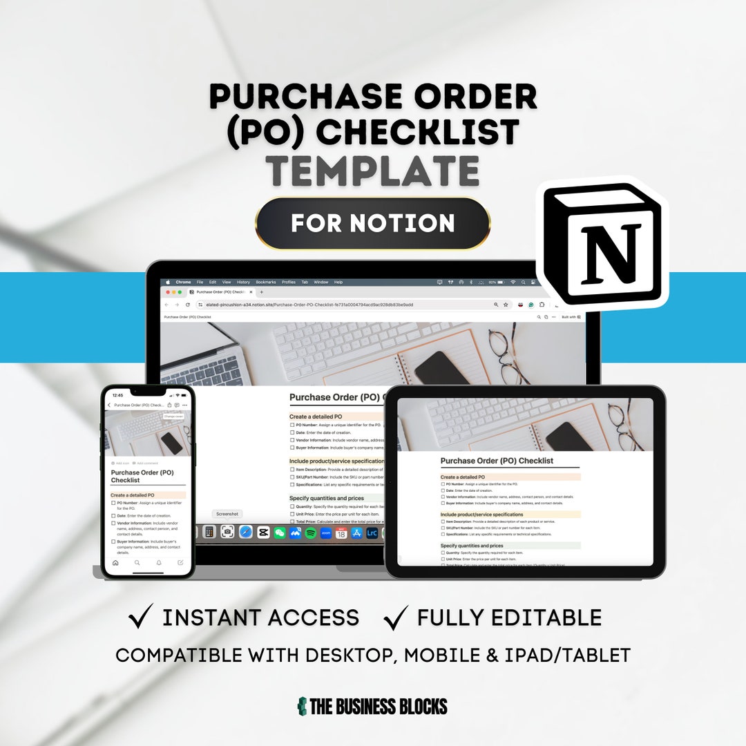 NOTION Purchase Order (PO) Checklist Template Comprehensive PO ...