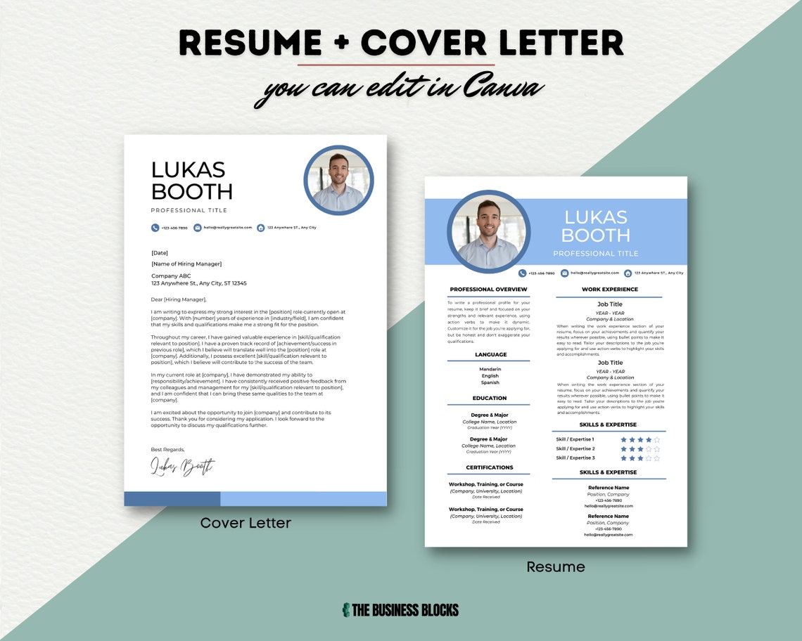 Resume Canva Business Card Templates Simple Modern Resume - Etsy