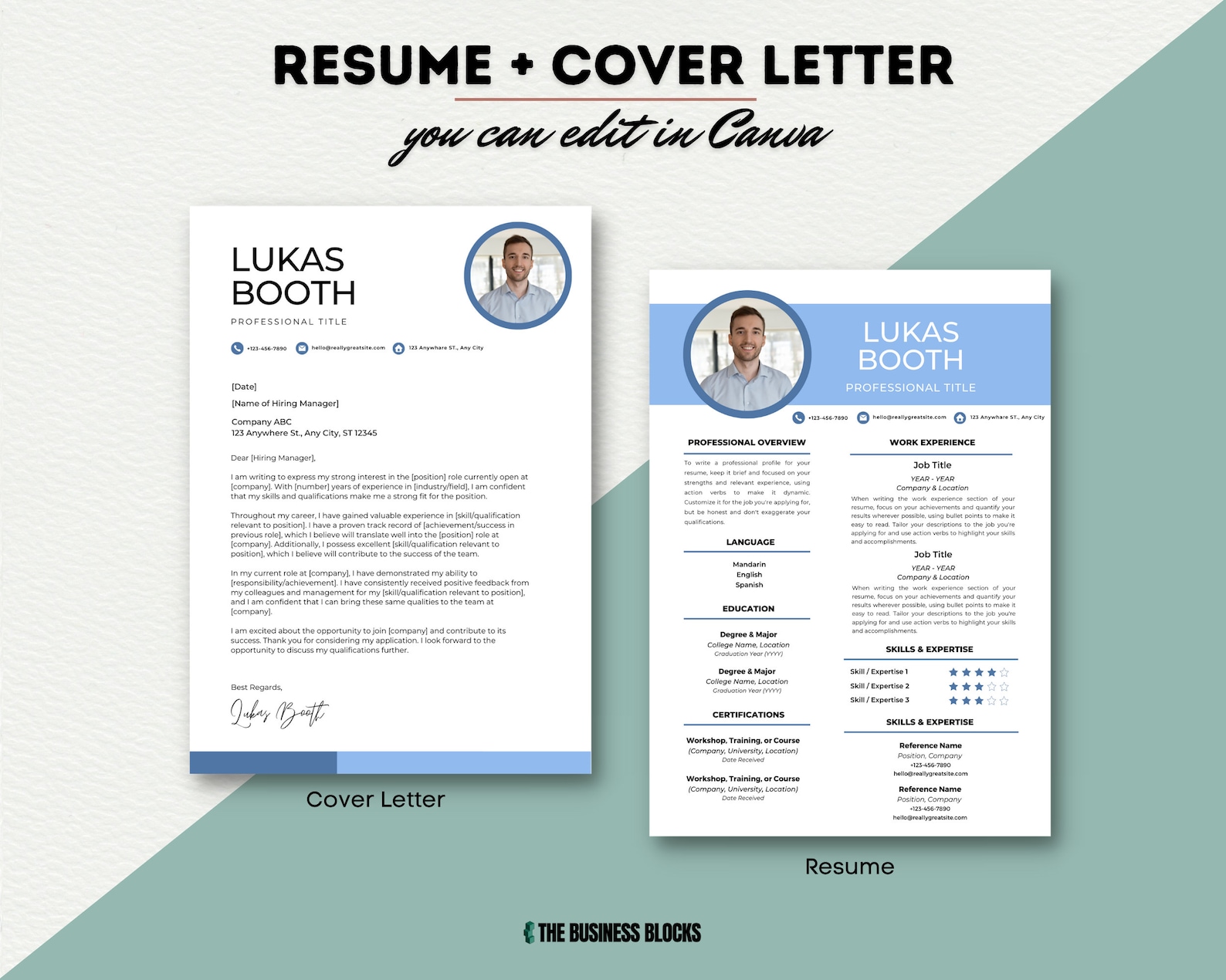 Resume Canva Business Card Templates Simple Modern Resume - Etsy