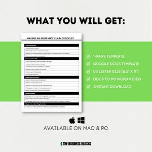 Insurance Claim Checklist Template: Claim Filing Guide (digital ...