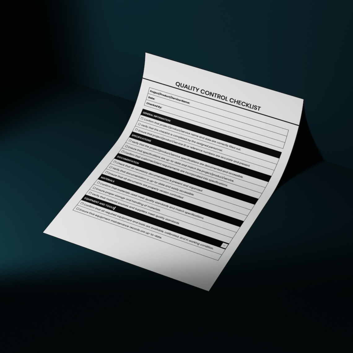 Quality Control Checklist Template Quality Assurance Checklist ...