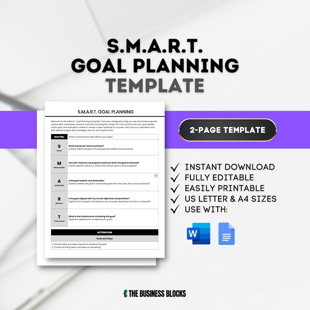 S.M.A.R.T. Goal Planning Template Goal Setting Action Plan Performance ...