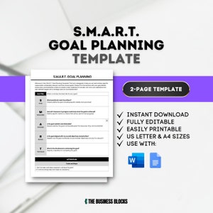 S.M.A.R.T. Goal Planning Template Goal Setting Action Plan Performance ...
