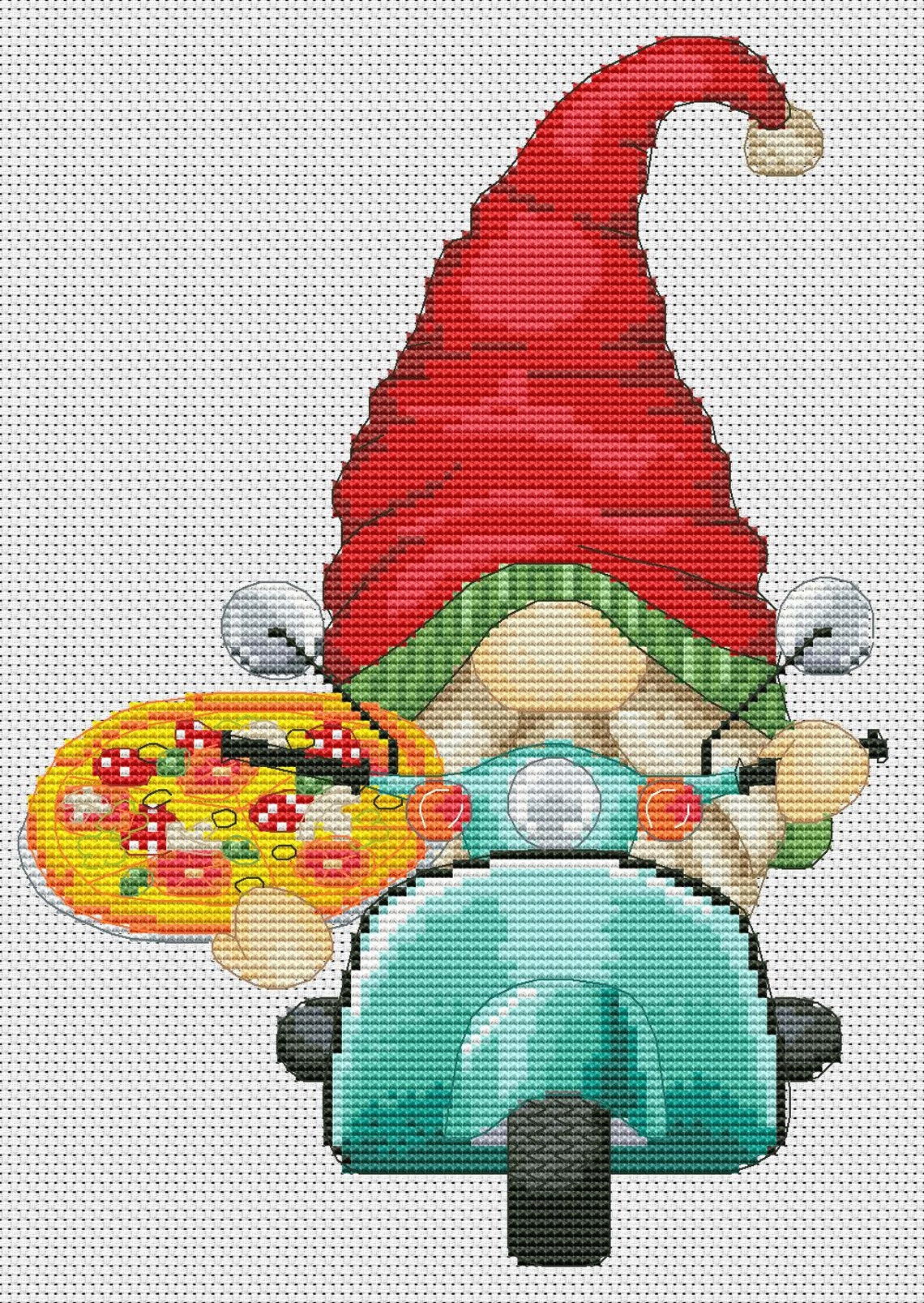 Italian Gnome Cross Stitch Pattern: Travel Scooter (PDF Pattern) - Etsy