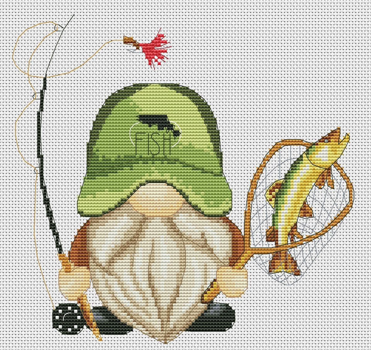 Fisherman Cross Stitch Pattern Fishing Cross Stitch Modern - Etsy