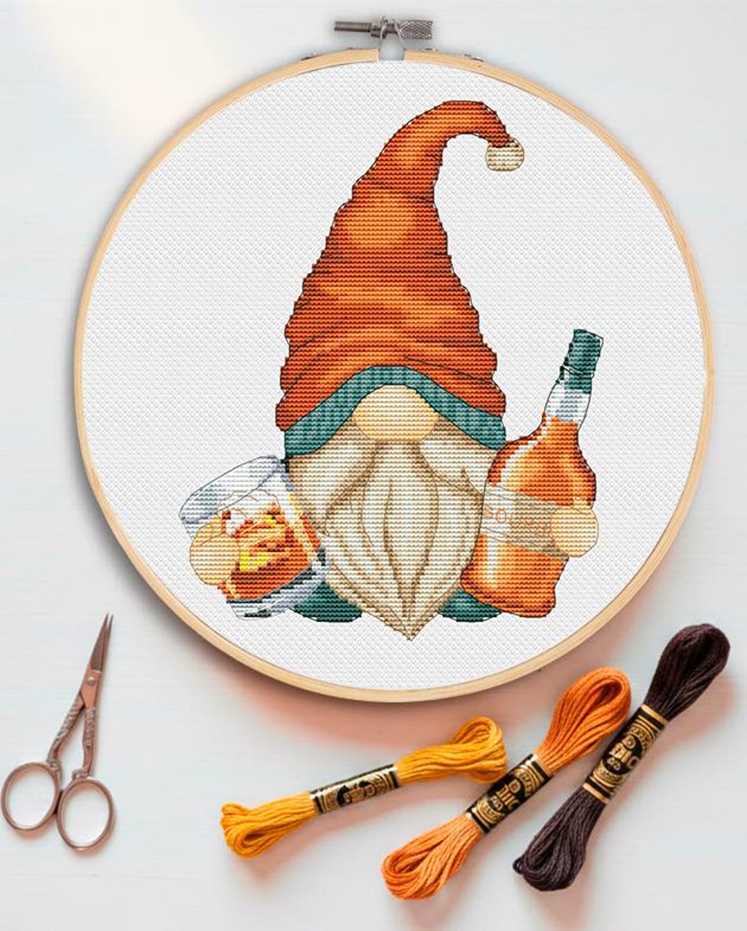 Bourbon Gnome Cross Stitch Pattern: Modern Bar Decor (PDF Pattern) - Etsy