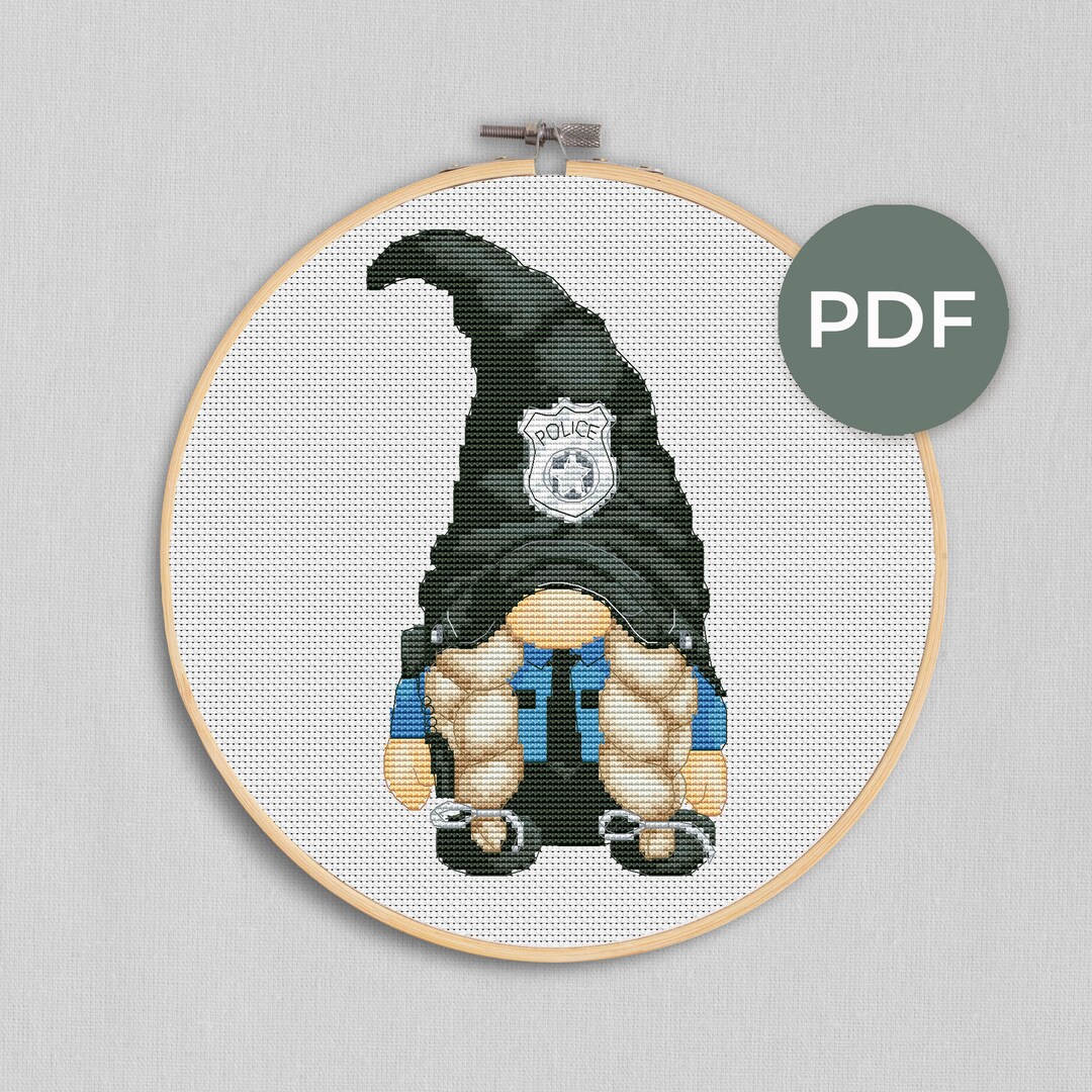 Police Female, Cross Stitch Pattern, Police Cross Stitch, Gnomes Cross ...