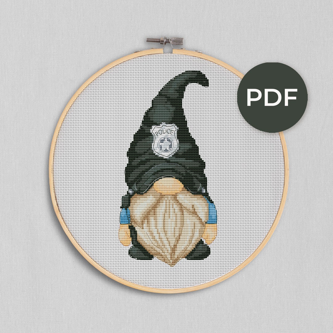 Policeman, Cross Stitch, Police Cross Stitch, Gnomes Cross Stitch ...