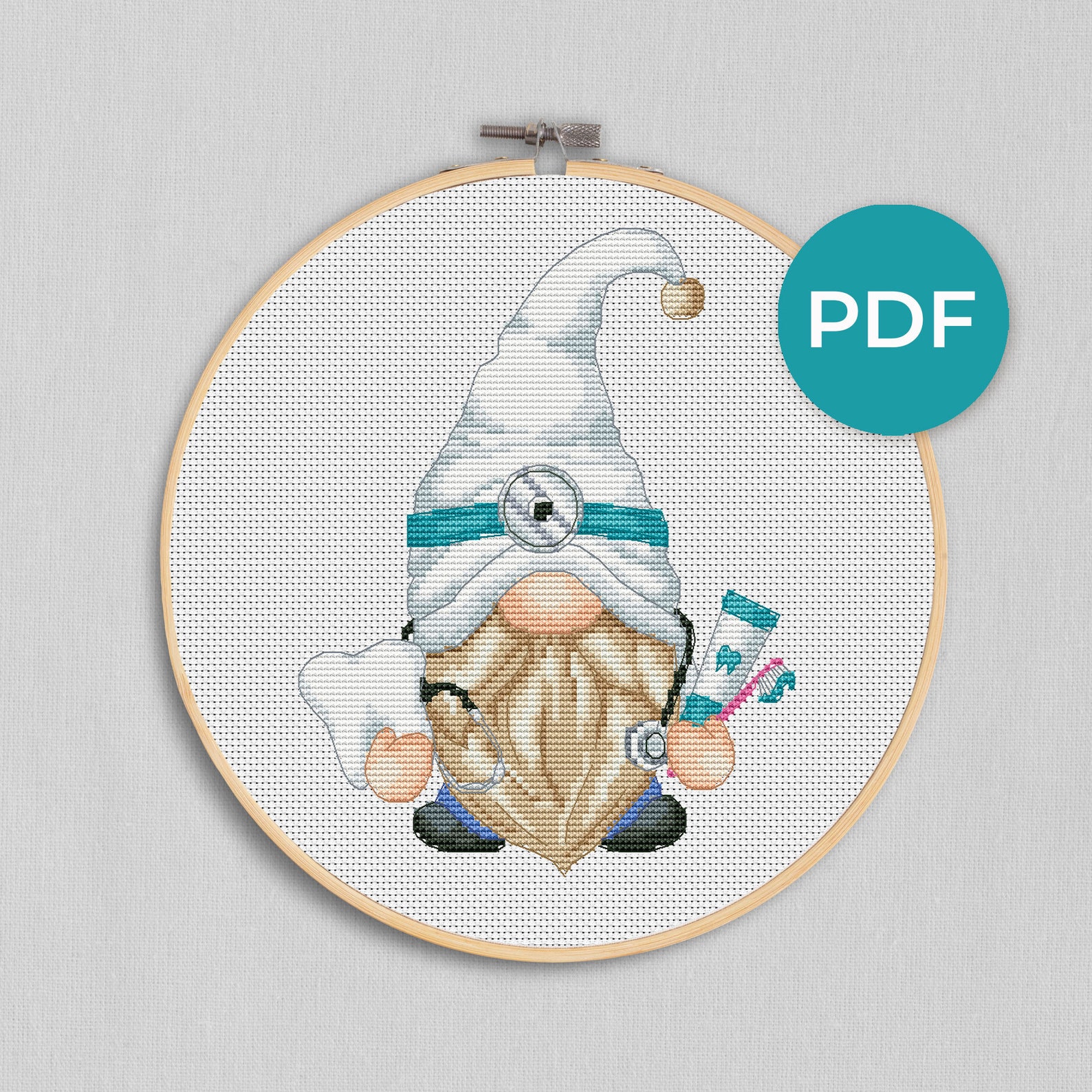 Dentist Cross Stitch PDF Gnomes Cross Stitch Modern Cross - Etsy