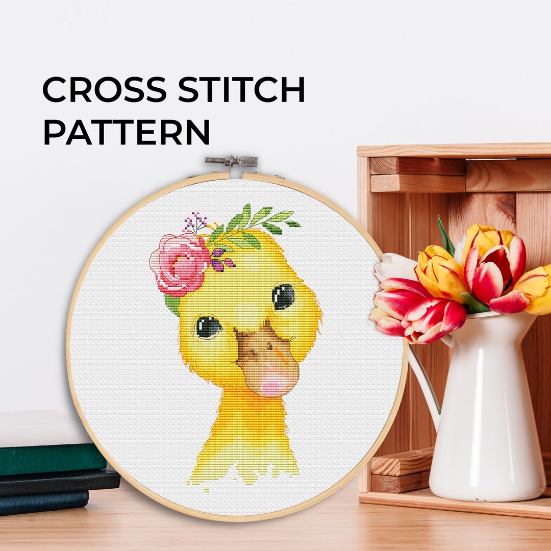 Cross Stitch Pattern, Duck, Bird Cross Stitch, Floral Cross Stitch ...